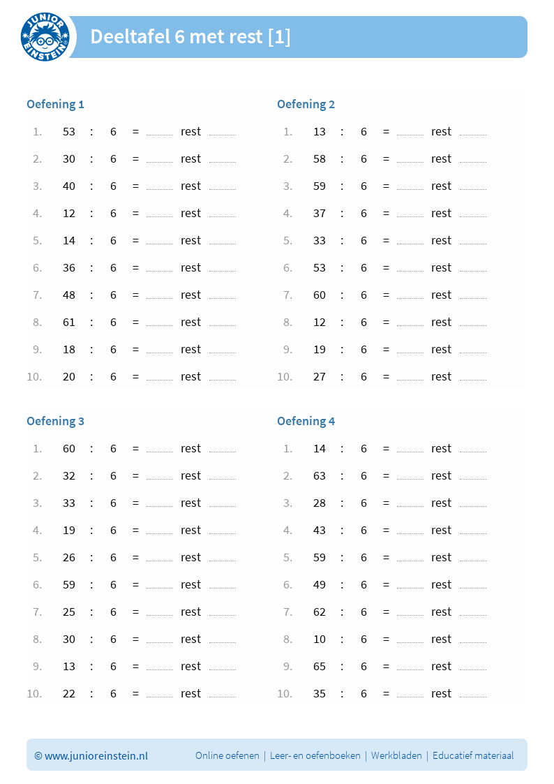Deeltafel 6 met rest [1]